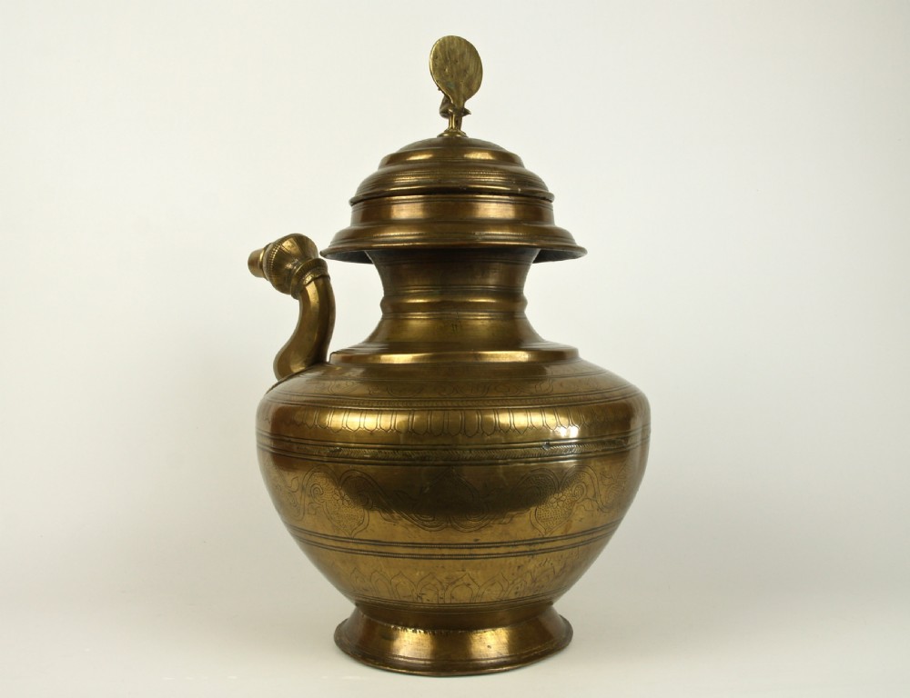 A Large 18th Century Covered, Spouted Brass Lota Vessel - Hindu ...